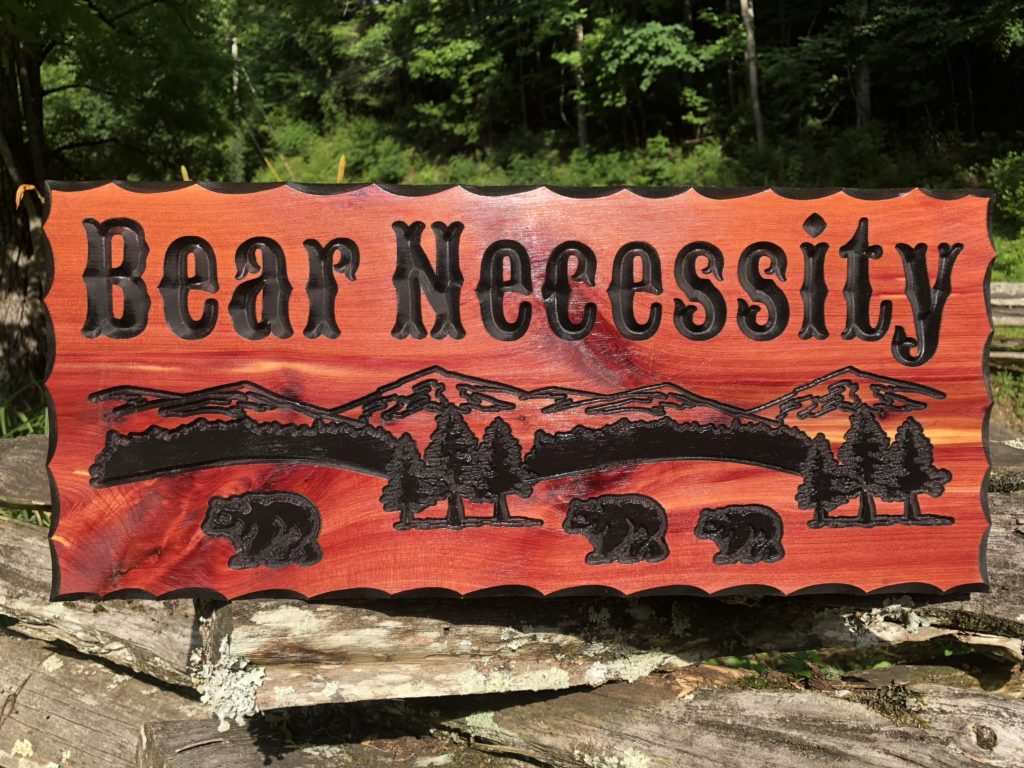 Personalized Bear Wood Sign with Mountains Trees and Bears