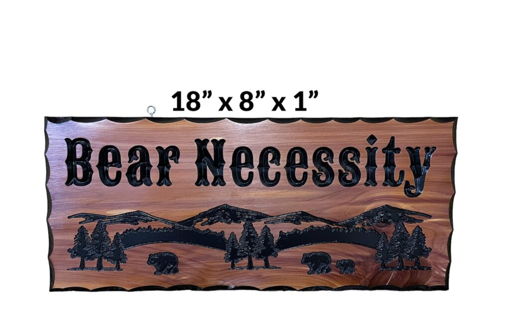 Personalized Bear Wood Sign with Mountains Trees and Bears