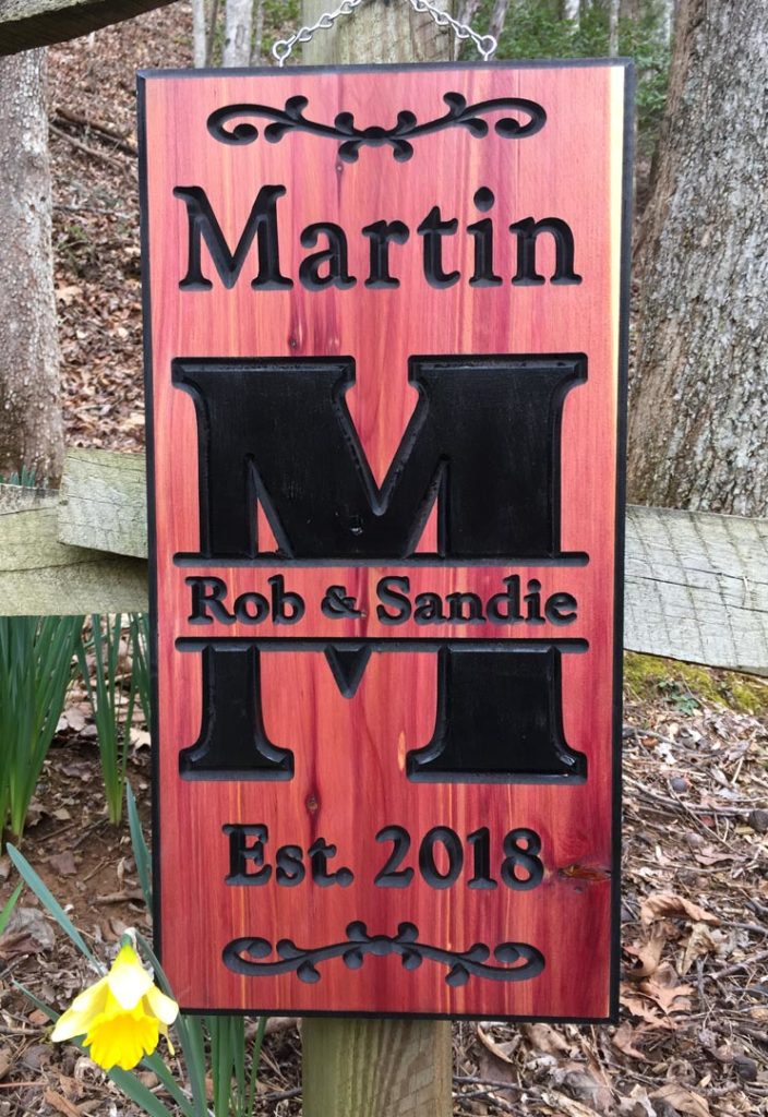 Family Name Initial Wood Sign (Martin) - Wood Signs of Gatlinburg ...
