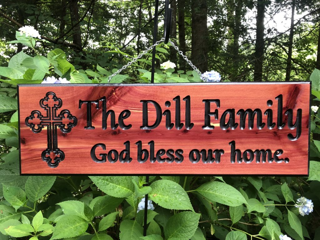 God Bless Our Home with Cross Wood Sign (Dill) - Wood Signs of ...